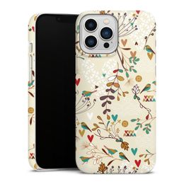 DeinDesign iPhone 13 Pro Max Handy Premium Case Smartphone Handyh&uuml;lle Schutzh&uuml;lle matt Flowers Bird Retro Premium Case
