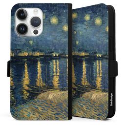 DeinDesign iPhone 14 Pro Max Handy Klapph&uuml;lle Handyh&uuml;lle aus Kunst Leder schwarz Flip Case Kunst Painting Sideflip mit Lasche