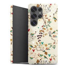DeinDesign Galaxy S25 Ultra Handy Premium Case Smartphone Handyh&uuml;lle Schutzh&uuml;lle matt Flowers Bird Retro Premium Case