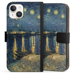 DeinDesign iPhone 14 Handy Klapph&uuml;lle Handyh&uuml;lle aus Kunst Leder schwarz Flip Case Kunst Painting Sideflip mit Lasche