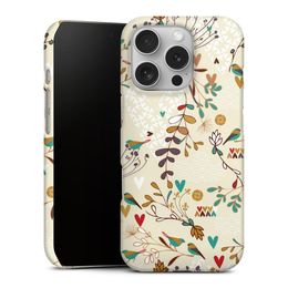 DeinDesign iPhone 16 Pro Handy Premium Case Smartphone Handyh&uuml;lle Schutzh&uuml;lle matt Flowers Bird Retro Premium Case