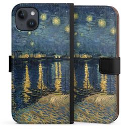 DeinDesign iPhone 14 Plus Handy Klapph&uuml;lle Handyh&uuml;lle aus Kunst Leder schwarz Flip Case Kunst Painting Sideflip mit langer Lasche
