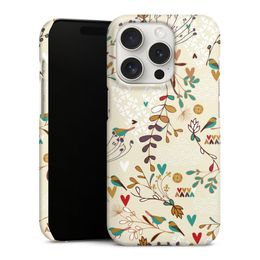 DeinDesign iPhone 15 Pro Handy Premium Case Smartphone Handyh&uuml;lle Schutzh&uuml;lle matt Flowers Bird Retro Premium Case