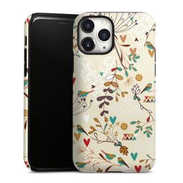 DeinDesign iPhone 11 Pro Handy Panzer Handyh&uuml;lle robuste Outdoor H&uuml;lle Schutzh&uuml;lle gl&auml;nzend Bird Retro Flowers Tough Case