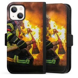 DeinDesign Galaxy A51 Handy Klapph&uuml;lle Handyh&uuml;lle aus Kunst Leder schwarz Flip Case Life Saver Fire Fighters Fire Sideflip mit Lasche