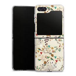DeinDesign Galaxy Z Flip 5 Handy Hard Case Schutzh&uuml;lle transparent Smartphone Handy H&uuml;lle Bird Retro Flowers Hard Case