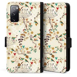 DeinDesign Galaxy S20 Handy Klapph&uuml;lle Handyh&uuml;lle aus Kunst Leder schwarz Flip Case Flowers Bird Retro Sideflip mit Lasche