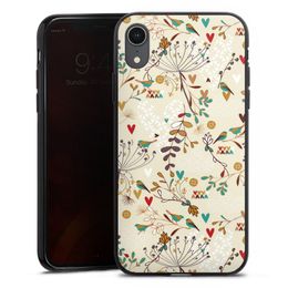 DeinDesign iPhone Xr Handy Silikon H&uuml;lle Case schwarz Handyh&uuml;lle Flowers Bird Retro