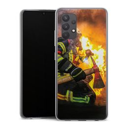 DeinDesign Galaxy A32 4G Handy Silikon H&uuml;lle Case transparent Handyh&uuml;lle Life Saver Fire Fighters Fire Silikon Case