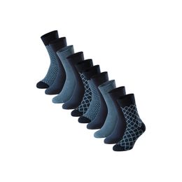 Kurzsocken Schiesser "Socken Bluebird 10P 10er Pack", Herren, Gr. 43-46, blau (blau, gemustert), Obermaterial: 77% Baumwolle CO. 22% Polyamid PA. 1% Elasthan EL., Socken