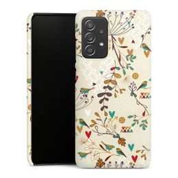 DeinDesign Galaxy A52s 5G Handy Premium Case Smartphone Handyh&uuml;lle Schutzh&uuml;lle matt Flowers Retro Bird Premium Case