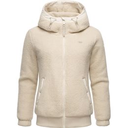 Outdoorjacke Ragwear "Cousy Short", Damen, Gr. 4XL (48), beige, Obermaterial: 100% Polyester; Innenfutter: 100% Polyester, figurumspielend h&uuml;ftlang, hoch geschlossener Ausschnitt, &Auml;rmel ohne &Auml;rmelschlitz elastischer Bund mit innenliegendem Gummizug, Jacken Outdoorjacke, flauschige &Uuml;bergangsjacke mit Teddyfell und Kapuze