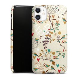 DeinDesign iPhone 11 Handy Premium Case Smartphone Handyh&uuml;lle Schutzh&uuml;lle matt Flowers Bird Retro Premium Case