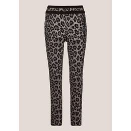 Madeleine Mode Stoffhose MADELEINE "Schlupfhose Leo-Print Jersey-Hose mit Stretch", Damen, Gr. 18, N-Gr, schwarz (schwarz, grau), Obermaterial: 69% Polyester PES. 27% Viskose CV. 2% Elasthan EL. 2% Polyacryl PAN., Hosen Stoffhose