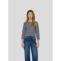 3/4-Arm-Shirt Rabe, Damen, Gr. 42, pazifik, Jersey, Obermaterial: 92% Baumwolle, 8% Elasthan, gestreift, regular fit h&uuml;ftbedeckend, Rundhals, gerader Abschluss, Shirts 3/4-Arm-Shirt, in Streifen-Optik