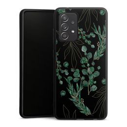 DeinDesign Galaxy A52s 5G Handy Premium Silikon H&uuml;lle Handyh&uuml;lle schwarz Case Nature Eukalyptus Leaves Silikon Premium Case
