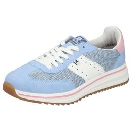 Sneaker Rieker, Damen, Gr. 40, hellblau multi, Lederimitat, Schuhe Sneaker, Schn&uuml;rschuh, Halbschuh, Freizeitsneaker mit Kontrastbes&auml;tze