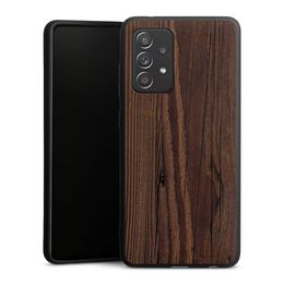 DeinDesign Galaxy A52s 5G Handy Premium Silikon H&uuml;lle Handyh&uuml;lle schwarz Case Wooden Look Wood Nut Tree Silikon Premium Case
