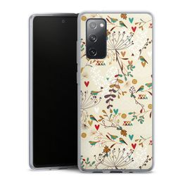 DeinDesign Galaxy S20 FE Handy Silikon H&uuml;lle Case transparent Handyh&uuml;lle Bird Retro Flowers Silikon Case