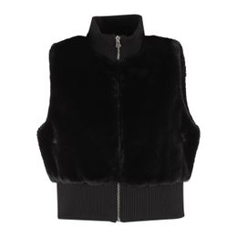 Steppweste Urban Classics "Urban Classics Ladies Cropped Faux Fur Vest", Damen, Gr. M, schwarz, 100% Polyester, Westen Steppweste