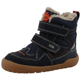 Barfu&szlig;schuh Lurchi "Juppy Barefoot TEX", M&auml;dchen, Gr. 28, navy, Leder, Textil, Veloursleder, Schuhe Barfu&szlig;schuh, Klettboots mit TEX-Ausstattung, Gr&ouml;&szlig;enschablone zum Download