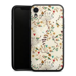 DeinDesign iPhone Xr Handy Premium Silikon H&uuml;lle Handyh&uuml;lle schwarz Case Flowers Bird Retro Silikon Premium Case