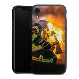 DeinDesign iPhone Xr Handy Premium Silikon H&uuml;lle Handyh&uuml;lle schwarz Case Life Saver Fire Fighters Fire Silikon Premium Case