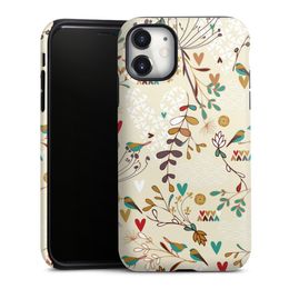 DeinDesign iPhone 11 Handy Panzer Handyh&uuml;lle robuste Outdoor H&uuml;lle Schutzh&uuml;lle gl&auml;nzend Bird Retro Flowers Tough Case