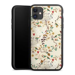 DeinDesign iPhone 11 Handy Premium Silikon H&uuml;lle Handyh&uuml;lle schwarz Case Flowers Retro Bird Silikon Premium Case