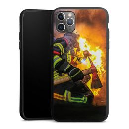 DeinDesign iPhone 11 Pro Max Handy Premium Silikon H&uuml;lle Handyh&uuml;lle schwarz Case Fire Fire Fighters Life Saver Silikon Premium Case