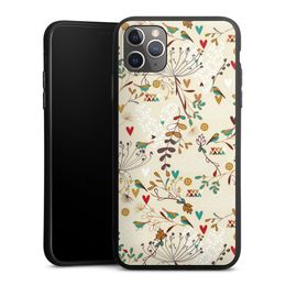DeinDesign iPhone 11 Pro Max Handy Premium Silikon H&uuml;lle Handyh&uuml;lle schwarz Case Bird Retro Flowers Silikon Premium Case