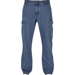 Bequeme Jeans Urban Classics "Urban Classics Herren Straight Leg Cargo Jeans", Herren, Gr. 30, Normalgr&ouml;&szlig;en, light blau washed, 100% Baumwolle, unifarben, normal, Jeans