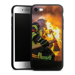 DeinDesign iPhone SE (2020) Handy Premium Silikon H&uuml;lle Handyh&uuml;lle schwarz Case Fire Fire Fighters Life Saver Silikon Premium Case