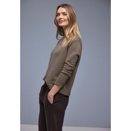 Strickpullover Street One, Damen, Gr. 40, light terra mocha, Strick, Obermaterial: 100% Baumwolle, unifarben, normal h&uuml;ftbedeckend, Rundhals, Flachstrickb&uuml;ndchen, Pullover Strickpullover, mit Rundhals