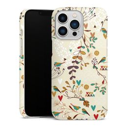 DeinDesign iPhone 13 Pro Handy Premium Case Smartphone Handyh&uuml;lle Schutzh&uuml;lle gl&auml;nzend Flowers Bird Retro Premium Case