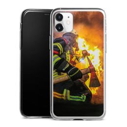 DeinDesign iPhone 11 Handy Slim Case Silikon Handyh&uuml;lle transparent H&uuml;lle extra d&uuml;nn Fire Fighters Fire Life Saver Silikon Slim Case