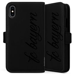DeinDesign iPhone X Handy Klapph&uuml;lle Handyh&uuml;lle aus Kunst Leder schwarz Flip Case Fcb Official Licensed Product Fc Bayern M&uuml;nchen Sideflip mit langer Lasche