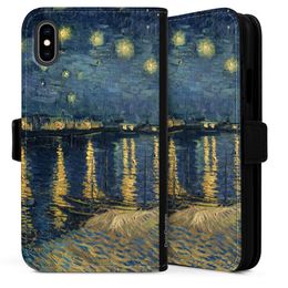 DeinDesign iPhone X Handy Klapph&uuml;lle Handyh&uuml;lle aus Kunst Leder schwarz Flip Case Kunst Painting Sideflip mit langer Lasche