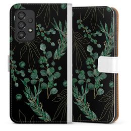 DeinDesign Galaxy A33 5G Handy Klapph&uuml;lle Handyh&uuml;lle aus Kunst Leder wei&szlig; Flip Case Eukalyptus Leaves Nature Sideflip mit Lasche