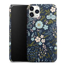 DeinDesign iPhone 11 Pro Max Handy Premium Case Smartphone Handyh&uuml;lle Schutzh&uuml;lle gl&auml;nzend Blue Muster Flowers Premium Case