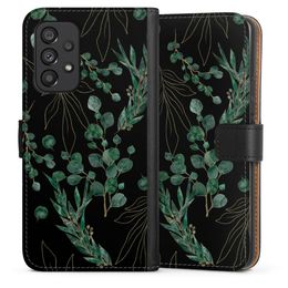 DeinDesign Galaxy A53 5G Handy Klapph&uuml;lle Handyh&uuml;lle aus Kunst Leder schwarz Flip Case Eukalyptus Leaves Nature Sideflip mit langer Lasche