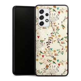 DeinDesign Galaxy A53 5G Handy Silikon H&uuml;lle Case schwarz Handyh&uuml;lle Bird Retro Flowers