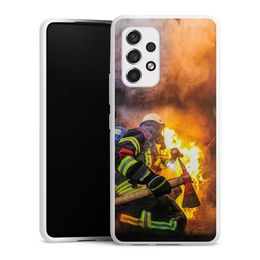 DeinDesign Galaxy A53 5G Handy Silikon H&uuml;lle Case wei&szlig; Handyh&uuml;lle Fire Fire Fighters Life Saver Silikon Case