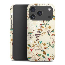 DeinDesign iPhone 17 Pro Handy Premium Case Smartphone Handyh&uuml;lle Schutzh&uuml;lle gl&auml;nzend Flowers Bird Retro Premium Case