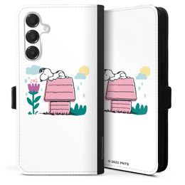 DeinDesign Galaxy A16 4G Handy Klapph&uuml;lle Handyh&uuml;lle aus Kunst Leder schwarz Flip Case Snoopy Dog Official Licensed Product Sideflip mit Lasche
