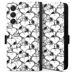 DeinDesign Galaxy A16 5G Handy Klapph&uuml;lle Handyh&uuml;lle aus Kunst Leder schwarz Flip Case Peanuts Snoopy Muster Sideflip mit Lasche