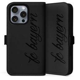 DeinDesign iPhone 16 Pro Max Handy Klapph&uuml;lle Handyh&uuml;lle aus Kunst Leder schwarz Flip Case Fcb Official Licensed Product Fc Bayern M&uuml;nchen Sideflip mit Lasche