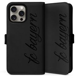 DeinDesign iPhone 16 Pro Handy Klapph&uuml;lle Handyh&uuml;lle aus Kunst Leder schwarz Flip Case Fcb Official Licensed Product Fc Bayern M&uuml;nchen Sideflip mit Lasche