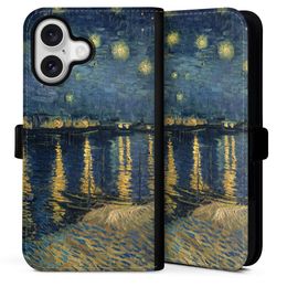 DeinDesign iPhone 16 Handy Klapph&uuml;lle Handyh&uuml;lle aus Kunst Leder schwarz Flip Case Kunst Painting Sideflip mit Lasche