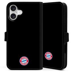 DeinDesign iPhone 16 Plus Handy Klapph&uuml;lle Handyh&uuml;lle aus Kunst Leder schwarz Flip Case Fcb Fc Bayern M&uuml;nchen Logo Sideflip mit Lasche
